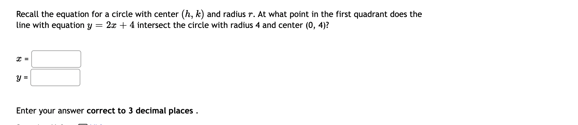 Solved Recall the equation for a circle with center | Chegg.com