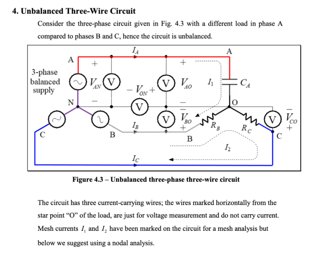 Solved 4. Unbalanced Three-Wire Circuit Consider the | Chegg.com