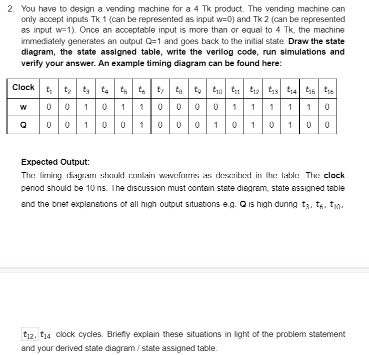 Solved 2. You have to design a vending machine for a 4 Tk | Chegg.com