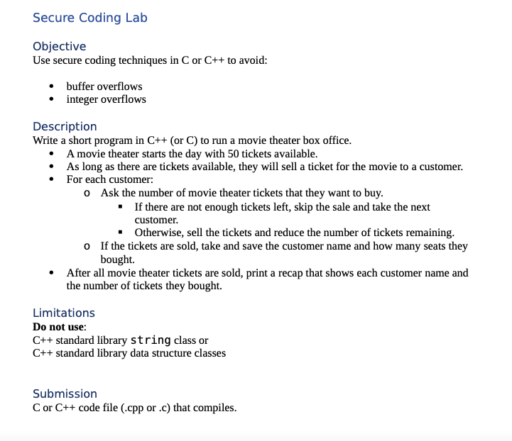 Solved Please see Secure Coding Intro materials in the | Chegg.com