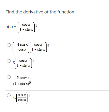 Solved Find the derivative of the function. | Chegg.com
