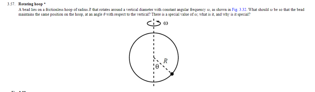 Solved .57. Rotating hoop A bead lies on a frictionless hoop | Chegg.com