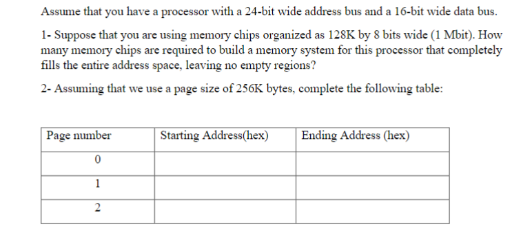 Solved Assume that you have a processor with a 24 -bit wide | Chegg.com
