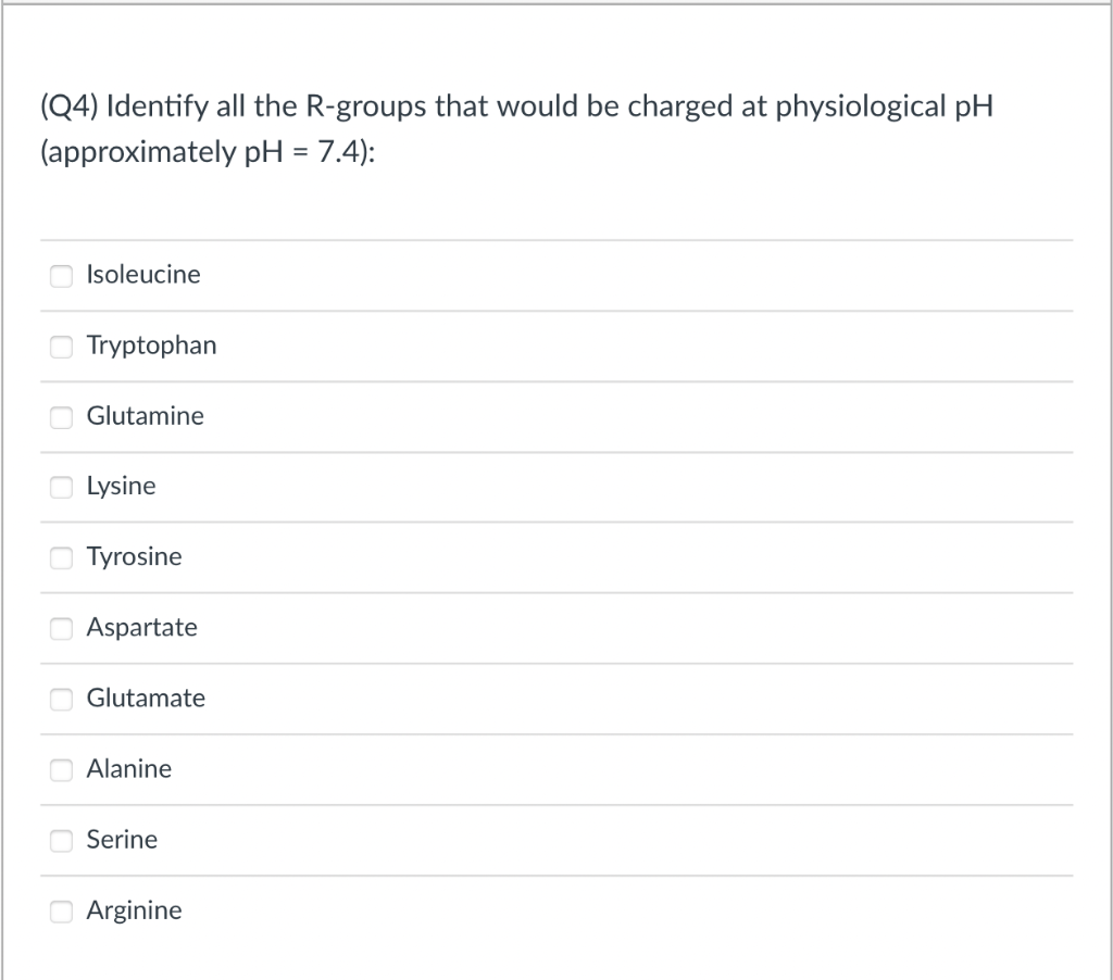 Solved (24) Identify all the R-groups that would be charged | Chegg.com