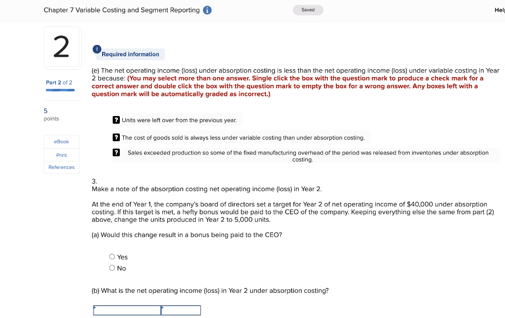 Solved Chapter 7 Variable Costing and Segment Reporting i 2. | Chegg.com