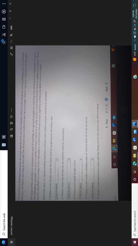 Solved This activity is important because stressful | Chegg.com