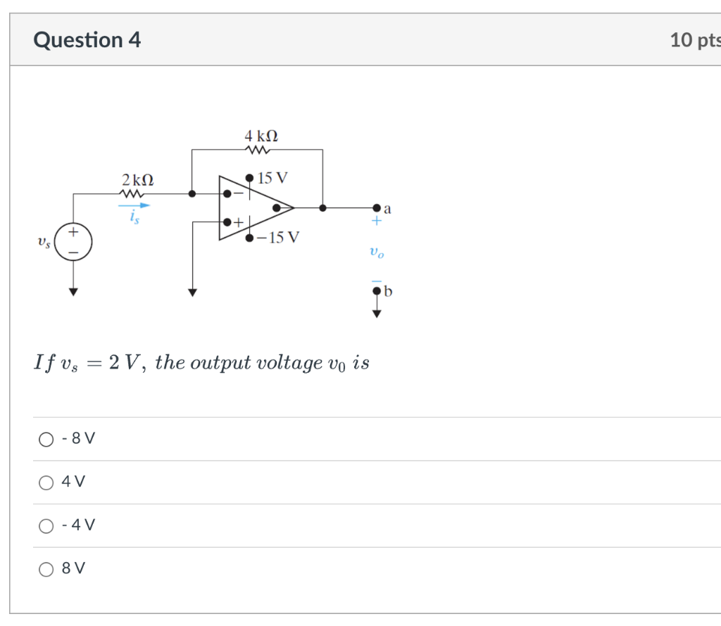 Solved If vs=2 V, the output voltage v0 is | Chegg.com