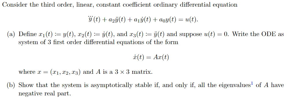 Solved Consider the third order, linear, constant | Chegg.com