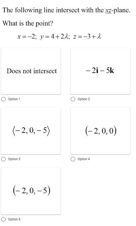 Solved The following line intersect with the xz-plane. What | Chegg.com