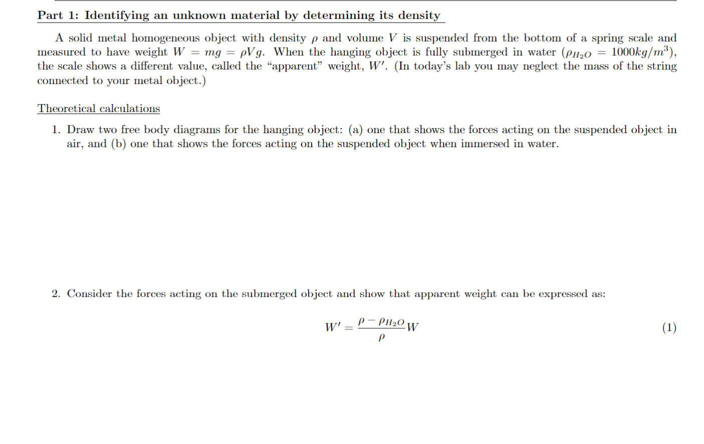 Solved Part 1: Identifying an unknown material by | Chegg.com
