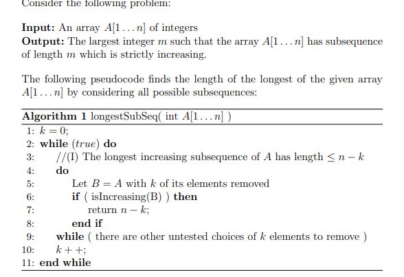 Solved Consider the following problem: Input: An array | Chegg.com