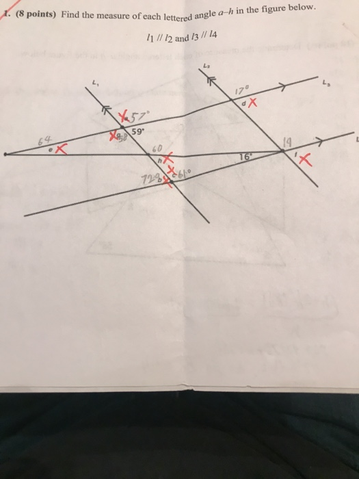 Solved (8 points) Find the measure of each lettered angle | Chegg.com