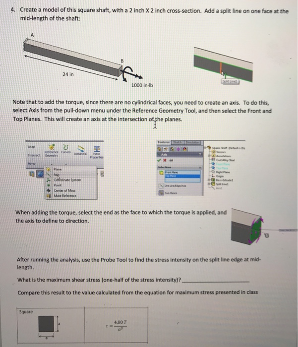 Create a model of this square shaft, with a 2 inch X | Chegg.com