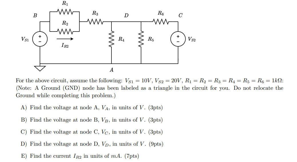 Solved For the above circuit, assume the following: VS1=10 | Chegg.com