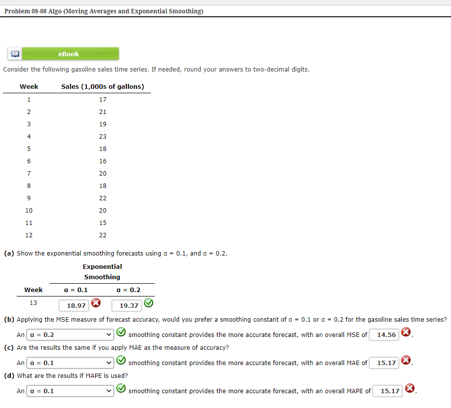 Solved Problem 08-08 Algo (Moving Averages and Exponential | Chegg.com