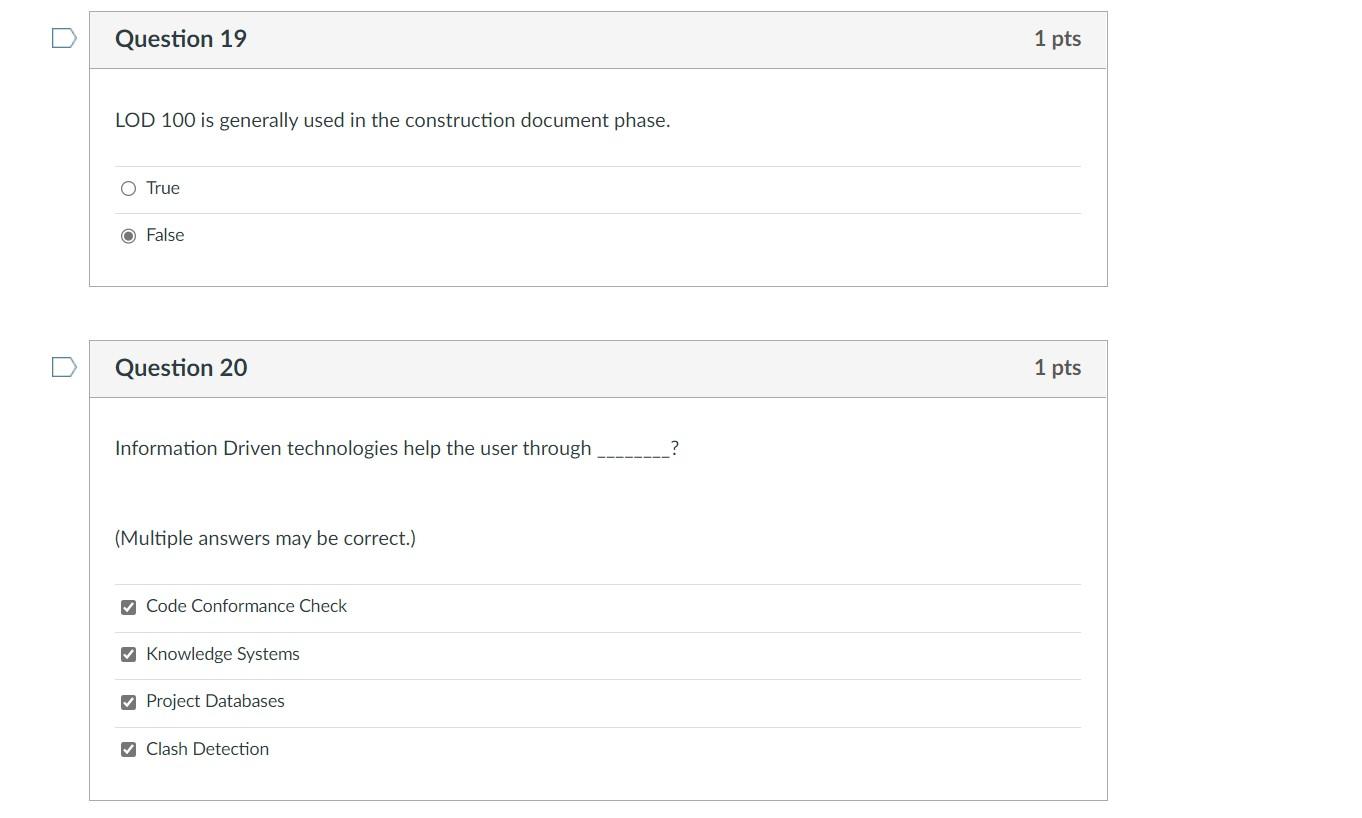 Solved LOD 100 is generally used in the construction | Chegg.com