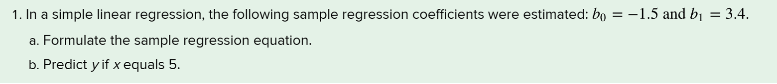 Solved In a simple linear regression, the following sample | Chegg.com