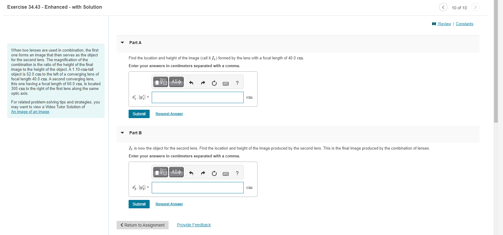 Solved Exercise 34.43 - Enhanced - with Solution When two | Chegg.com