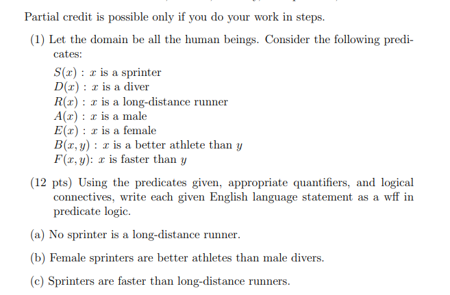 Solved Partial credit is possible only if you do your work | Chegg.com