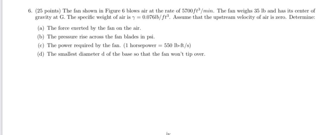 Solved Figure 6: Figure for Problem 66. (25 points) The fan | Chegg.com