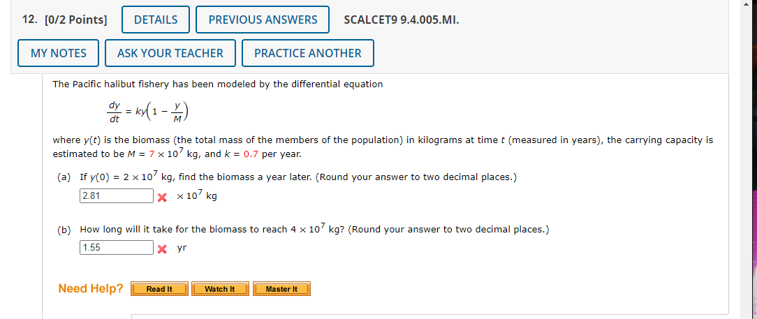 Solved 12. [0/2 Points] DETAILS PREVIOUS ANSWERS SCALCET9 | Chegg.com