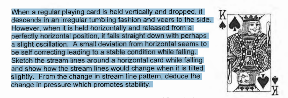 Solved When a regular playing card is held vertically and | Chegg.com