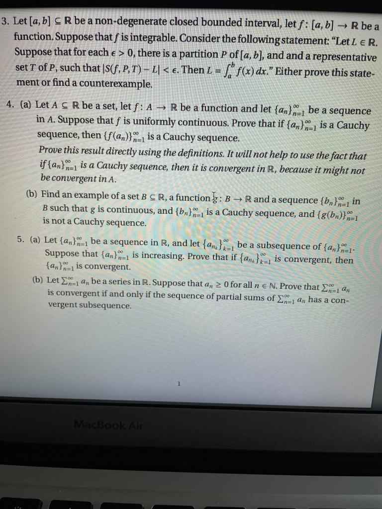 Solved - 3. Let [a, b] CR be a non-degenerate closed bounded | Chegg.com
