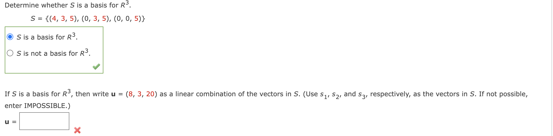 Solved Determine whether S is a basis for R3. | Chegg.com