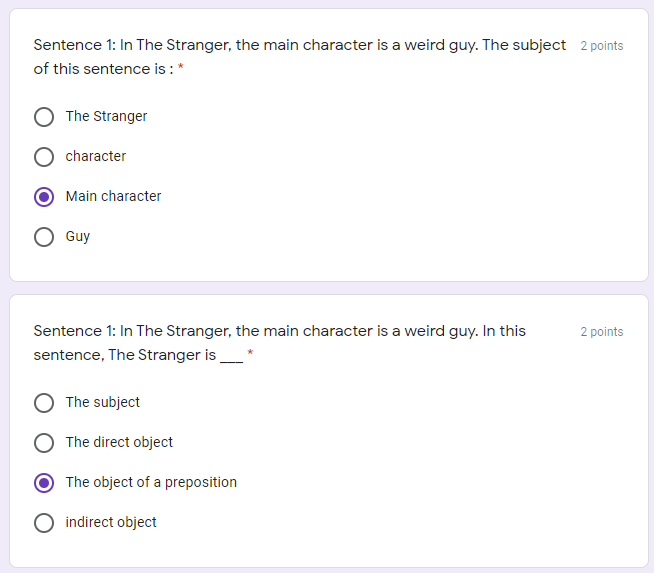 Solved Sentence 1: In The Stranger, the main character is a | Chegg.com