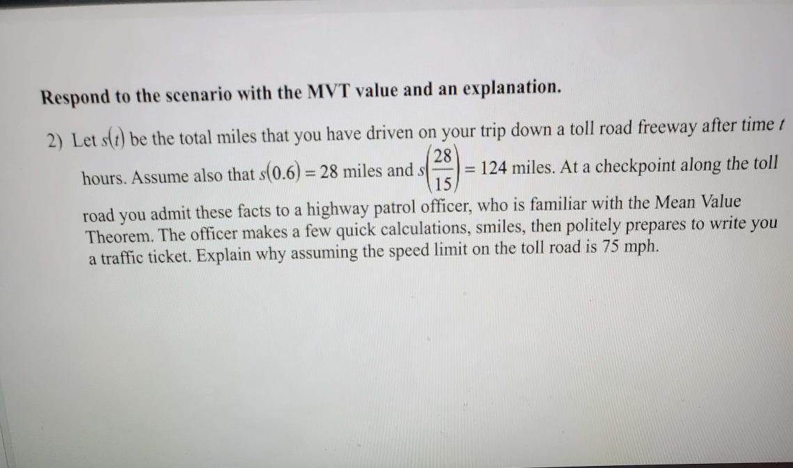 Solved Respond to the scenario with the MVT value and an | Chegg.com
