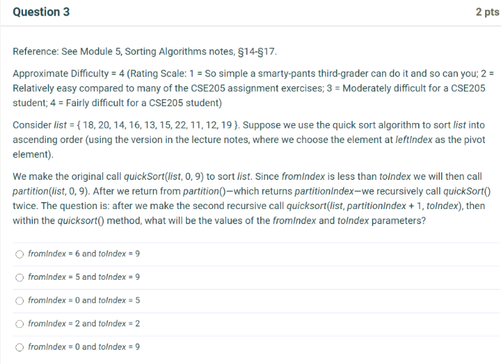 Solved Question 1 2 pts Reference: See Module 4, Data | Chegg.com