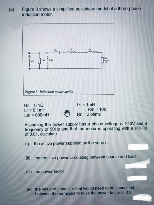 Solved Figure 3 shows a simplified per-phase model of a | Chegg.com