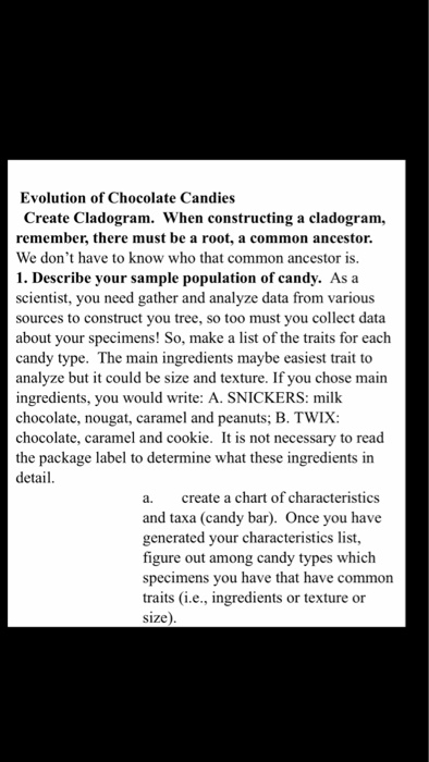 Evolution of Chocolate Candies Create Cladogram. When | Chegg.com