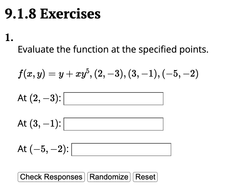 Solved Evaluate the function at the specified points. | Chegg.com