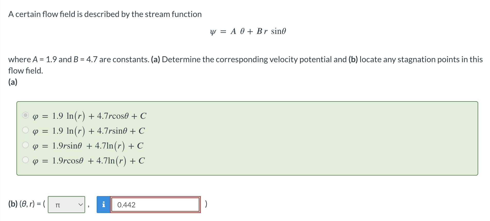 Solved A certain flow field is described by the stream | Chegg.com