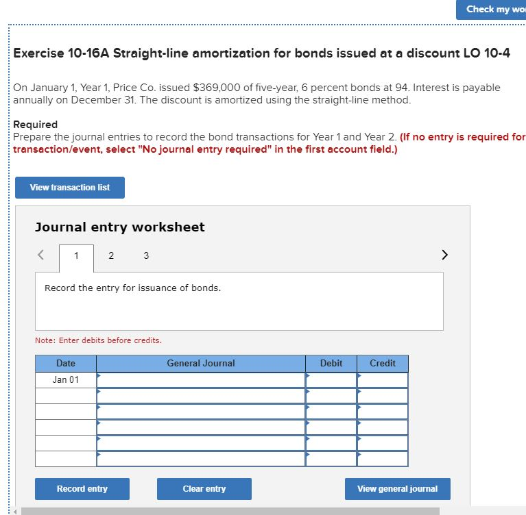 Solved Check my wo Exercise 10-16A Straight-line | Chegg.com