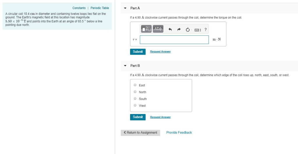 Solved Part A Constants Periodic Table A circular coil 18.4 | Chegg.com