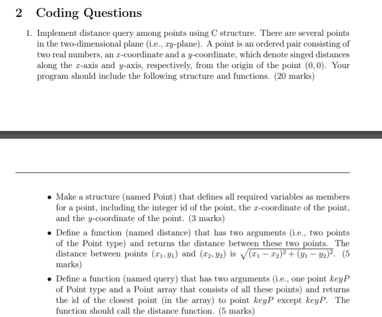 Solved 2 Coding Questions 1. Implement distance query among | Chegg.com