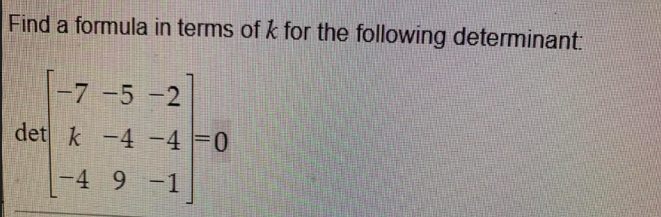 Solved Find a formula in terms of k for the following | Chegg.com
