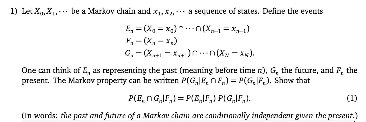 Solved Let X0,X1,⋯ be a Markov chain and x1,x2,⋯ a sequence | Chegg.com