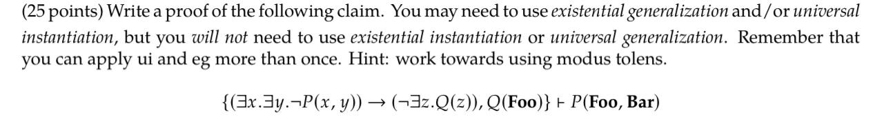 Solved (25 points) Write a proof of the following claim. You | Chegg.com