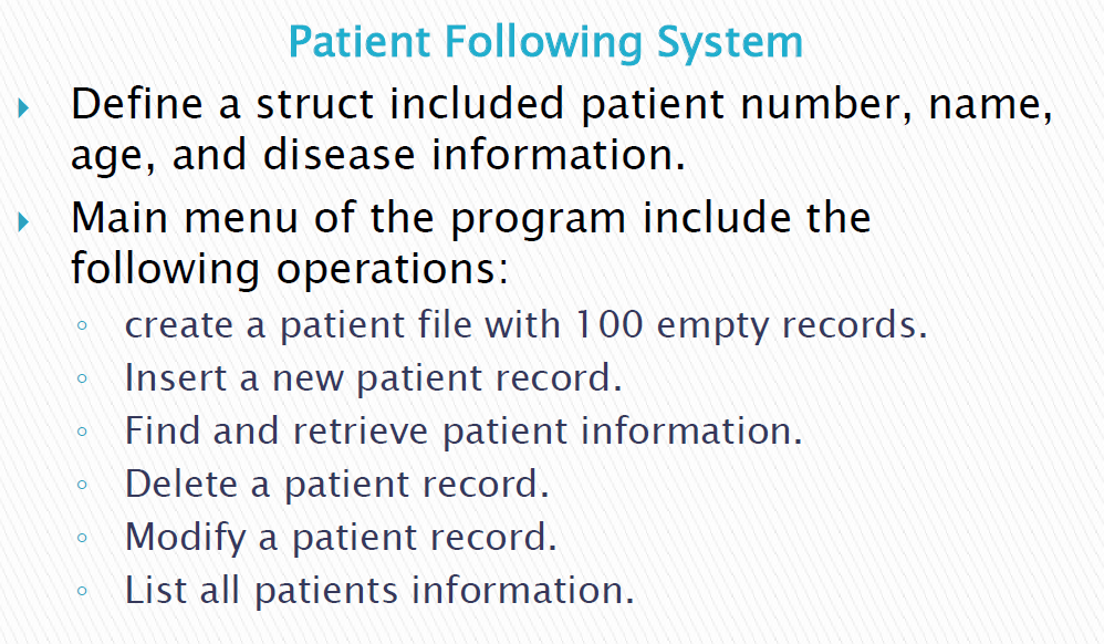 Solved Patient Following System Define A Struct Included 