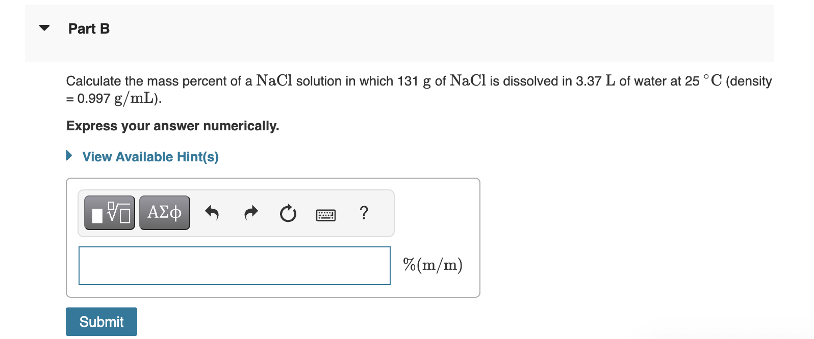 Solved Calculate the mass percent of a solution that is | Chegg.com