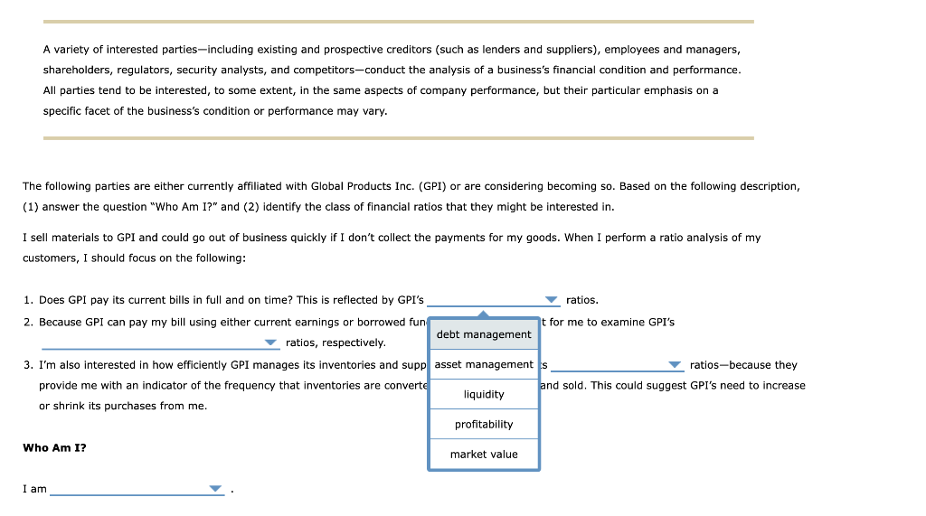 Solved A variety of interested parties-including existing | Chegg.com
