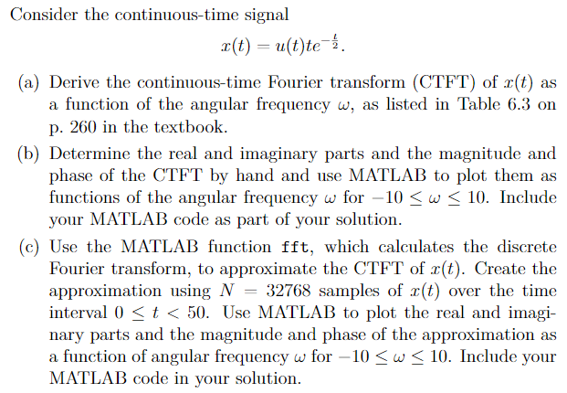 Solved Consider the continuous-time signal r(t) = u(t)te. | Chegg.com