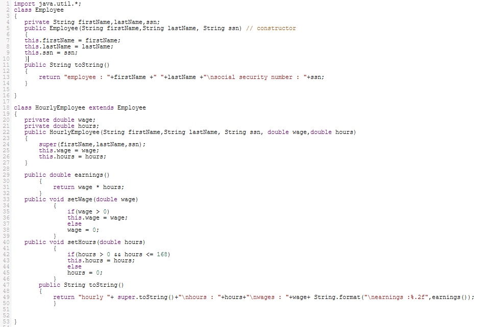 Solved WORK AREA RESULTS Create an HourlyEmployee class that | Chegg.com