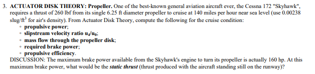 e 3. ACTUATOR DISK THEORY: Propeller. One of the | Chegg.com