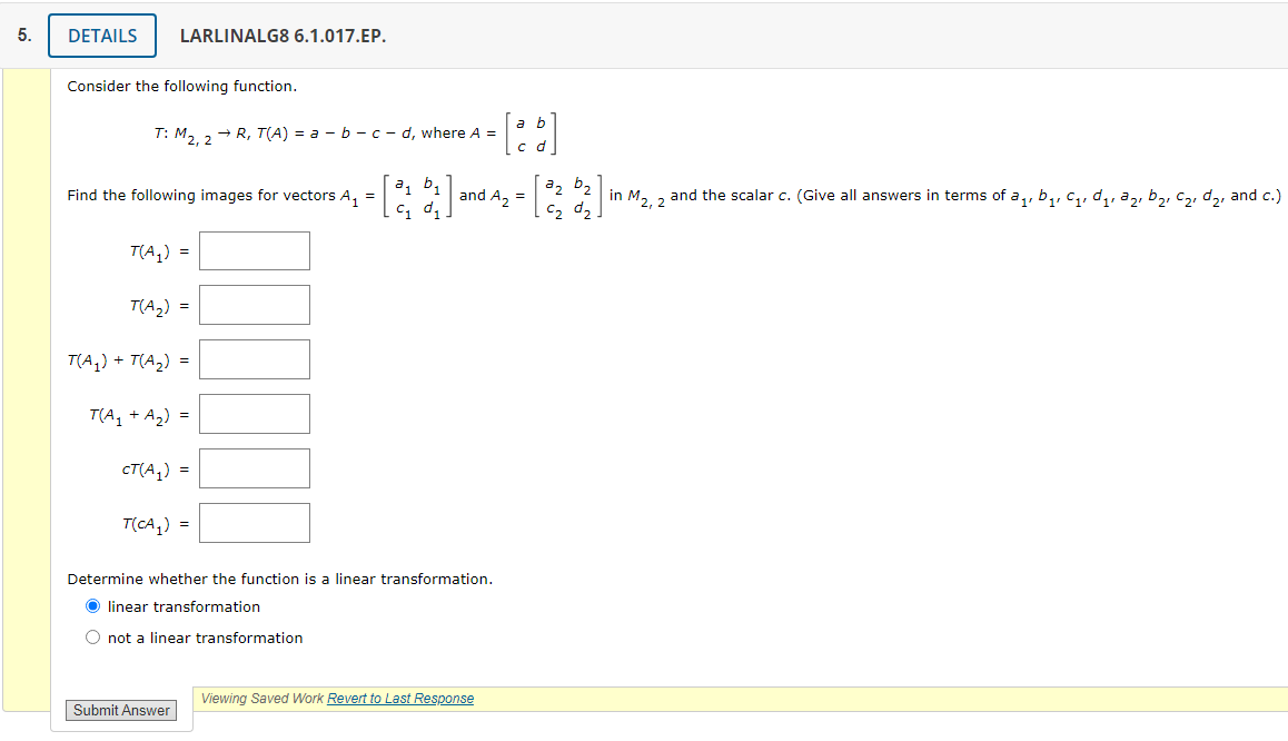 Solved 5. DETAILS LARLINALG8 6.1.017.EP. Consider the | Chegg.com