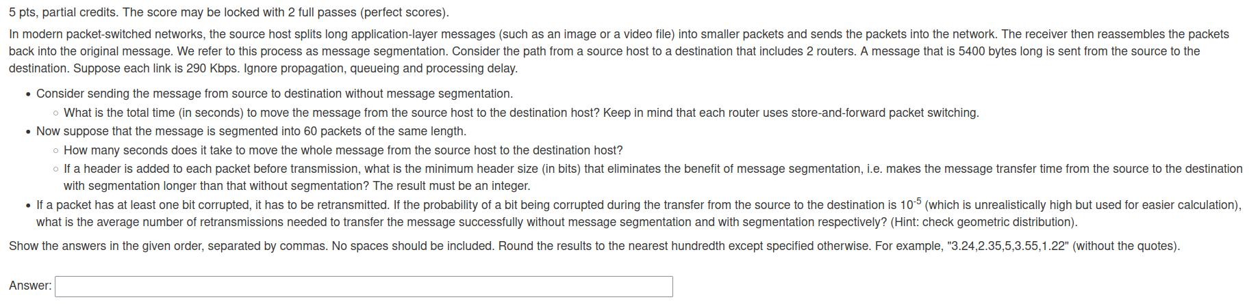 Solved 5 pts, partial credits. The score may be locked with | Chegg.com