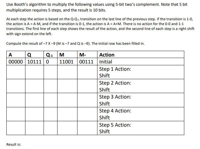 Solved Use Booth's algorithm to multiply the following | Chegg.com